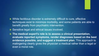 Deceptive syndromes- factitious disorder & malingering | PPTX