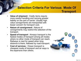 Decision making criteria in transport management 1 | PPTX