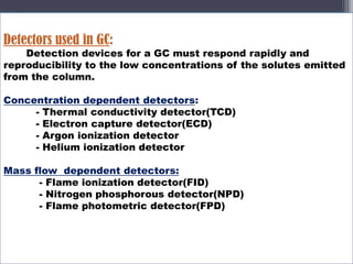 DETECTORS USED IN GAS CHROMATOGRAPHY AND HPLC BY P.RAVISANKAR. | PPTX