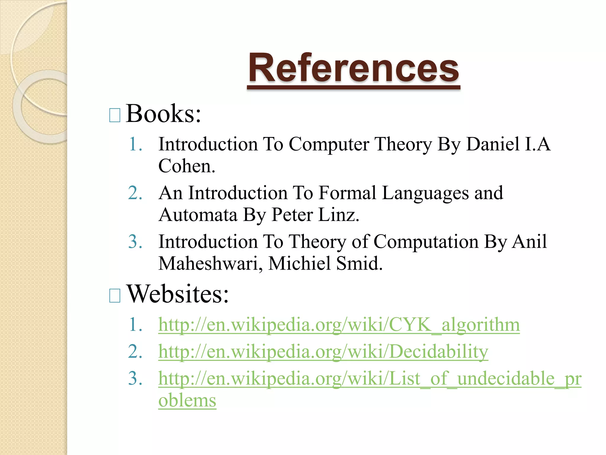 Deciability (automata presentation) | PPTX