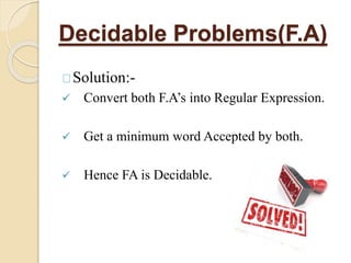 Deciability (automata presentation) | PPTX
