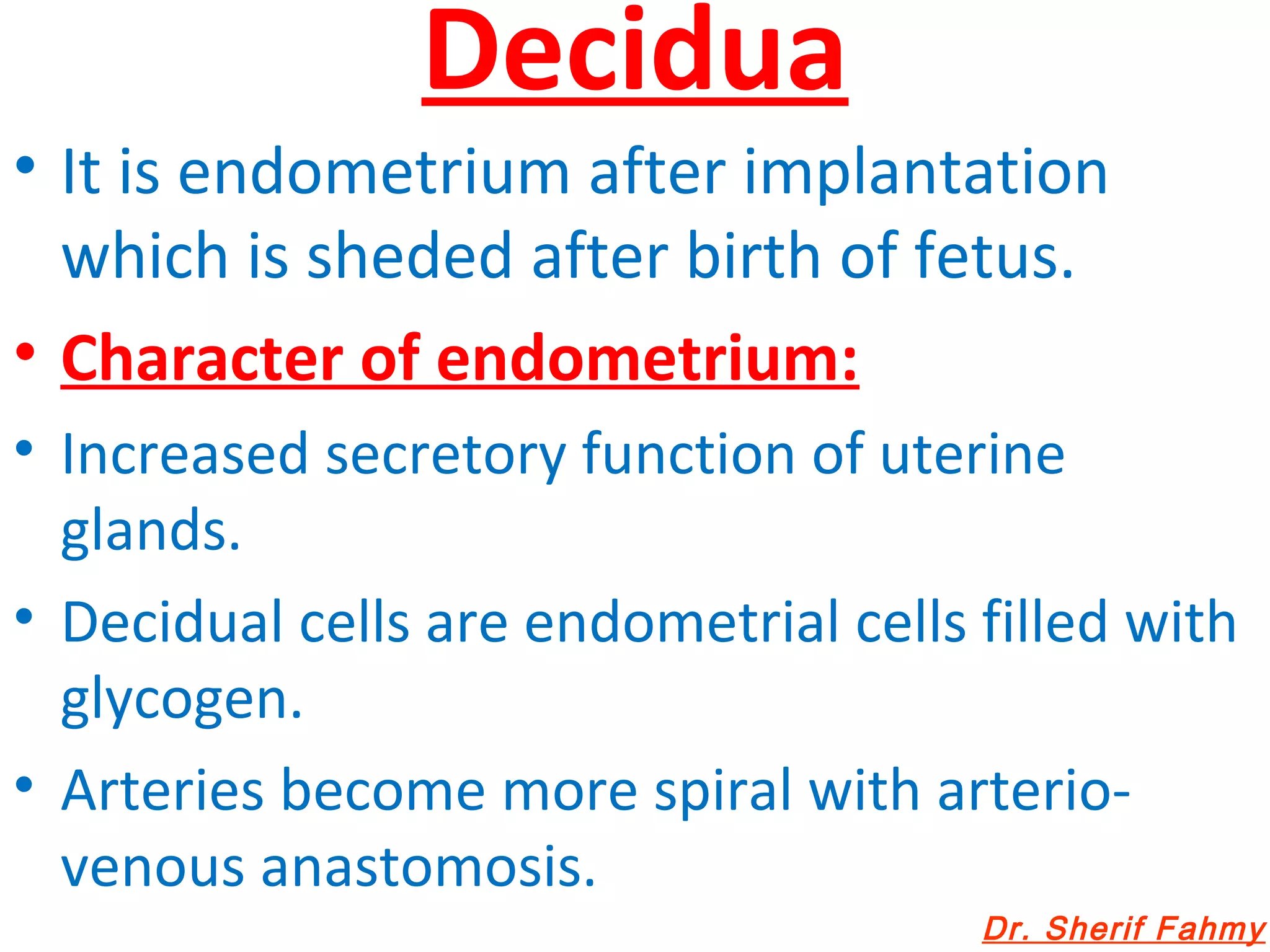 Decidua & Chorionic Velli (General Embryology) | PPS