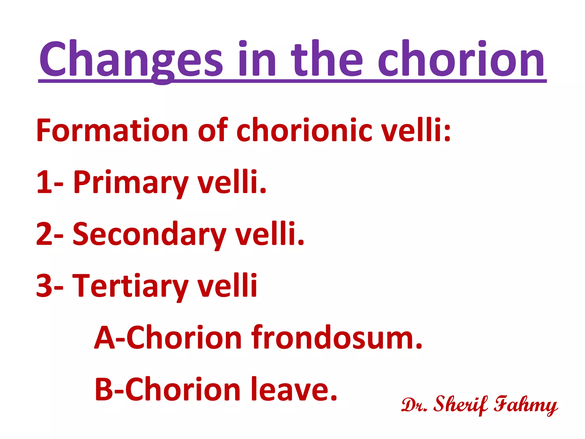 Decidua & Chorionic Velli (General Embryology) | PPS