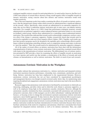 Deci Gagne 2005 Self determination theory and work motivation ...