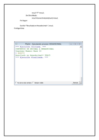 Decimal a hexadecimal | PDF