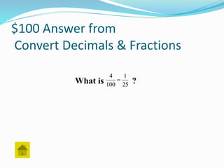 Decimal and Fraction Jeopardy - A Game for Developmental Math | PPTX