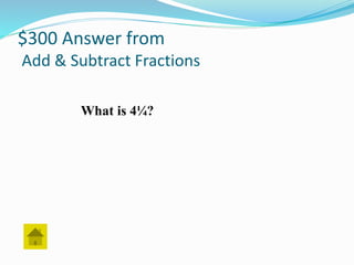 Decimal and Fraction Jeopardy - A Game for Developmental Math | PPTX