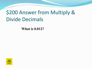 Decimal and Fraction Jeopardy - A Game for Developmental Math | PPTX