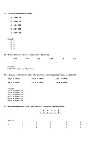 Decimales u7 soluciones | PDF