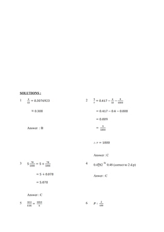 Decimal pmr paper 1 | DOC