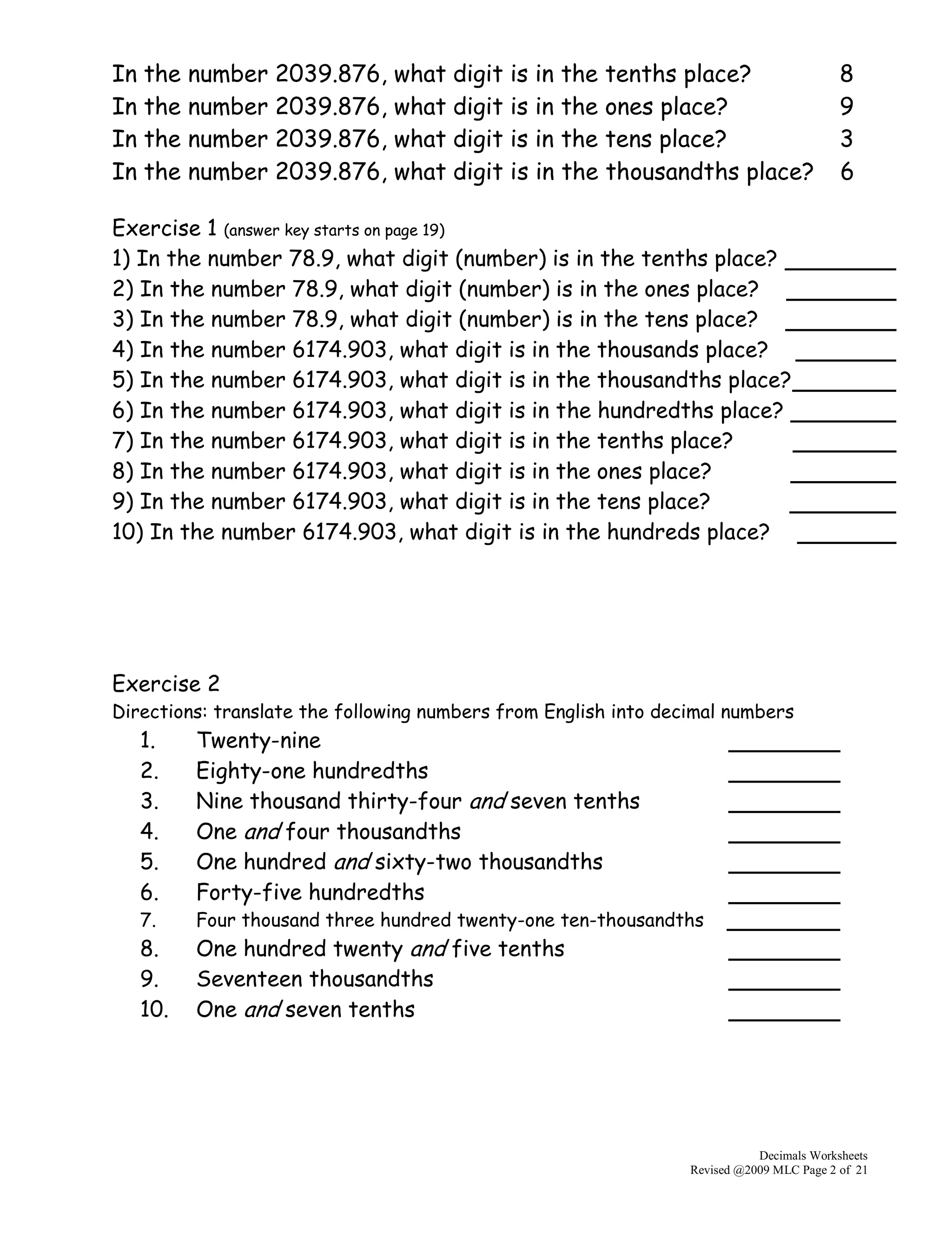 FS Maths Level 2- March 08, 2023 (Decimals).4 | PDF