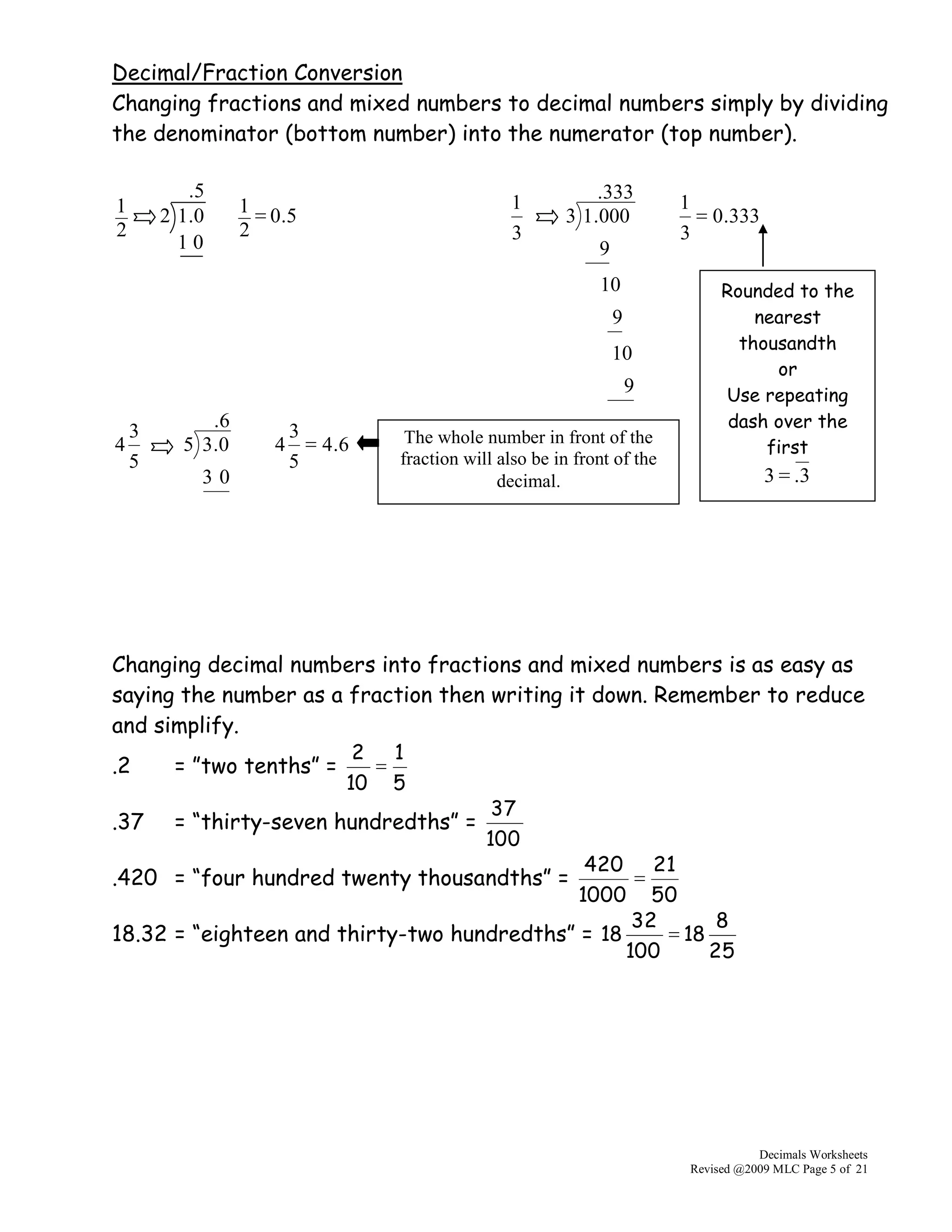 FS Maths Level 2- March 08, 2023 (Decimals).4 | PDF