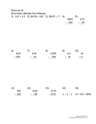 FS Maths Level 2- March 08, 2023 (Decimals).4 | PDF