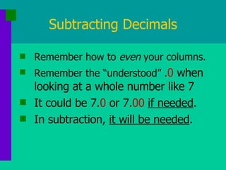 Decimals Add Subtract | PPT
