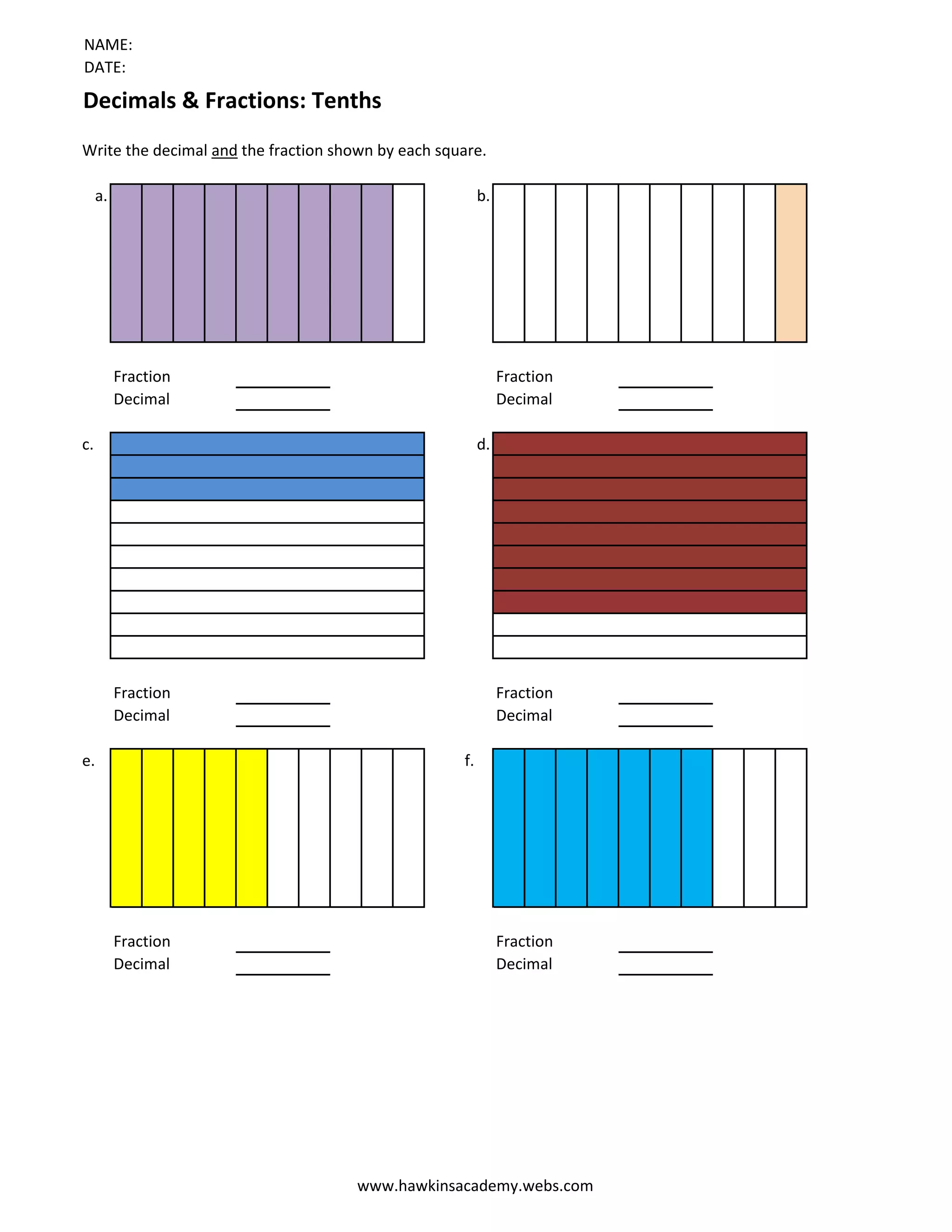 Decimals and fractions | XLSX