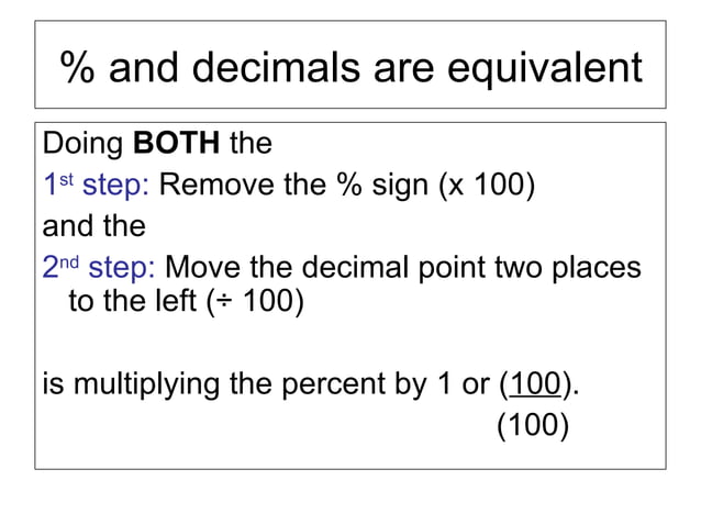 Decimals And Percents | PPT