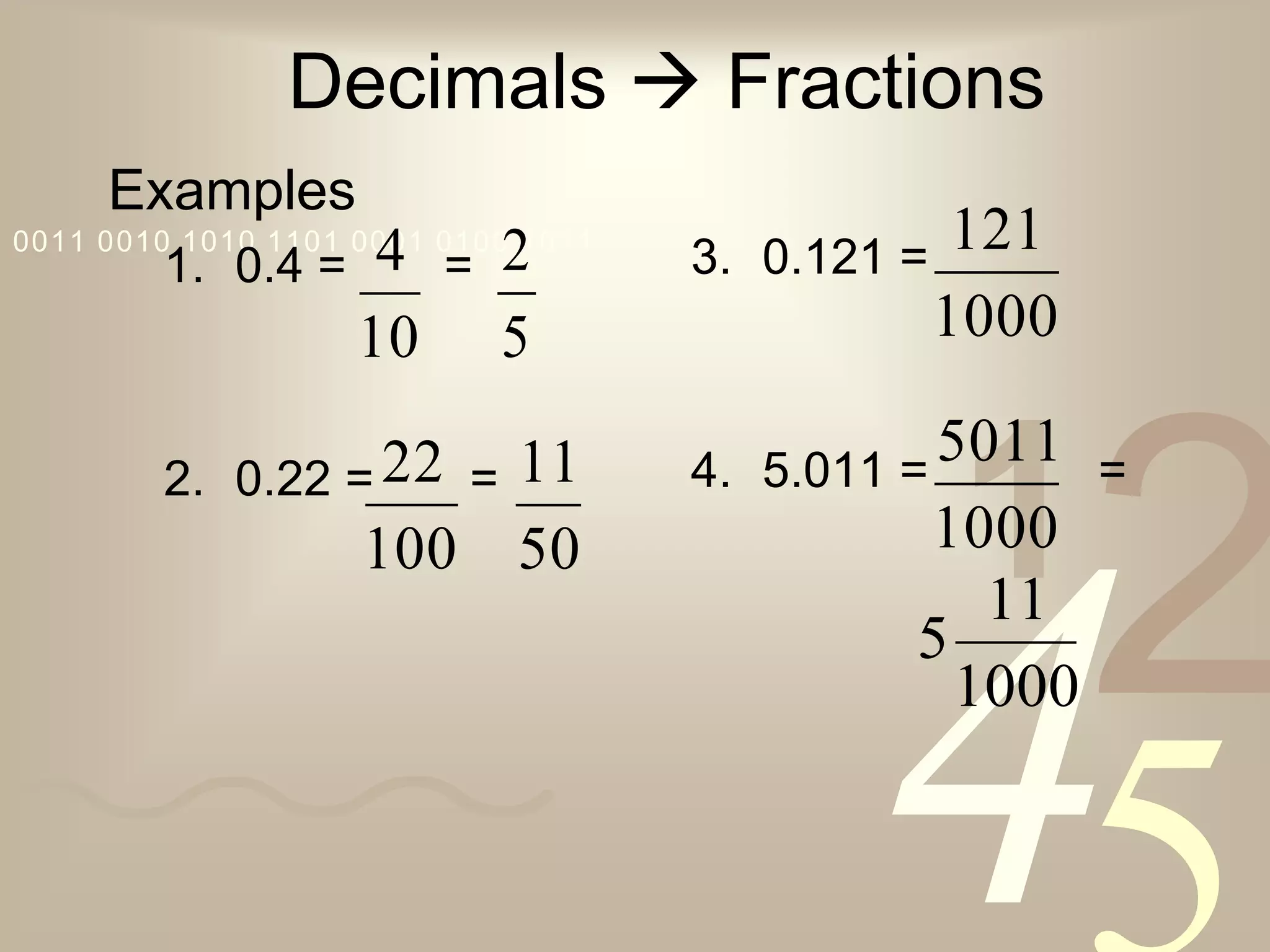 Decimals, fractions, and percents | PPT