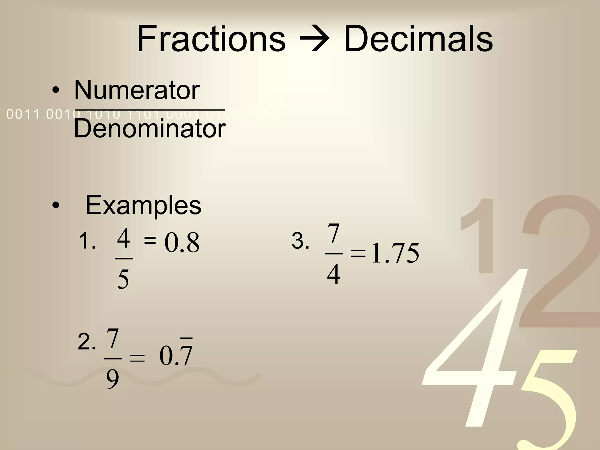 Decimals, fractions, and percents | PPT