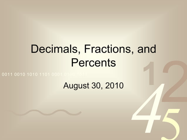 Decimals, fractions, and percents | PPT