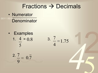 Decimals, fractions, and percents | PPT