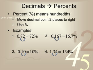 Decimals, fractions, and percents | PPT