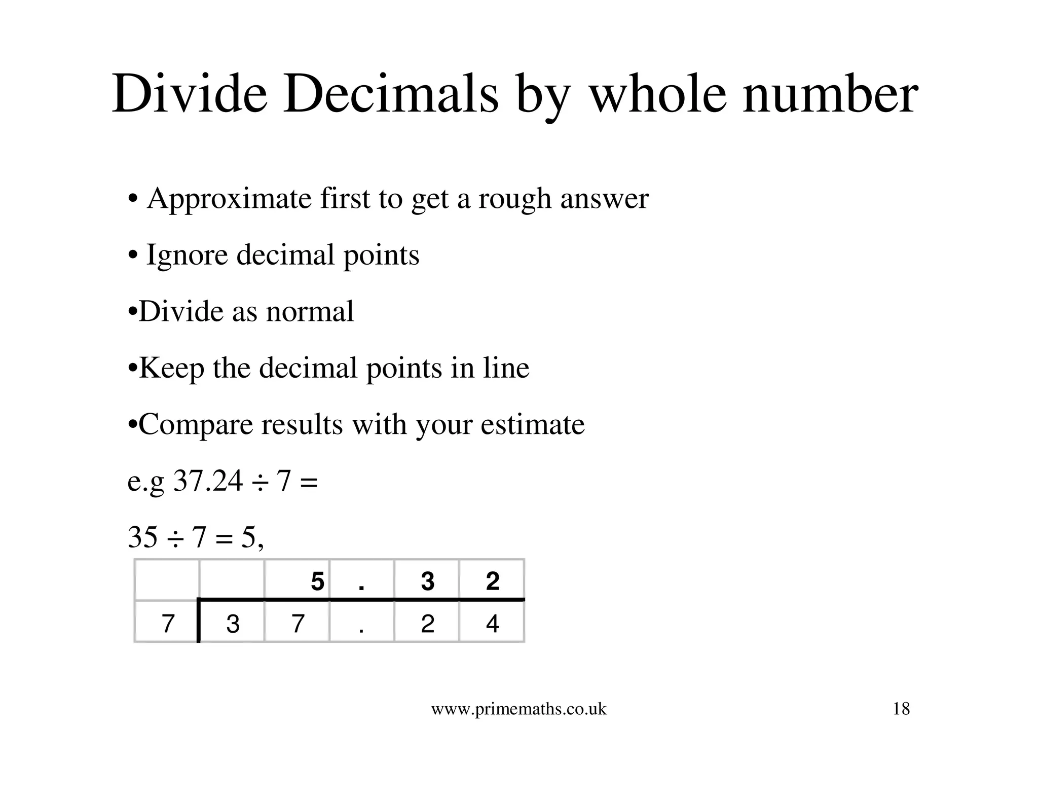 Decimals (www.primemaths.co.uk) | PDF
