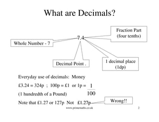 Decimals (www.primemaths.co.uk) | PDF