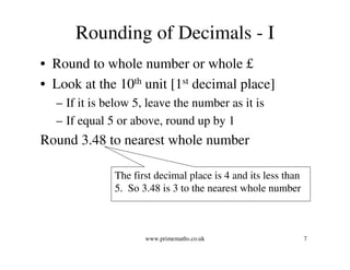 Decimals (www.primemaths.co.uk) | PDF