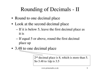 Decimals (www.primemaths.co.uk) | PDF