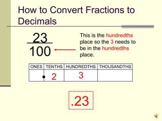Decimalsto fractionspowerpoint | PPT