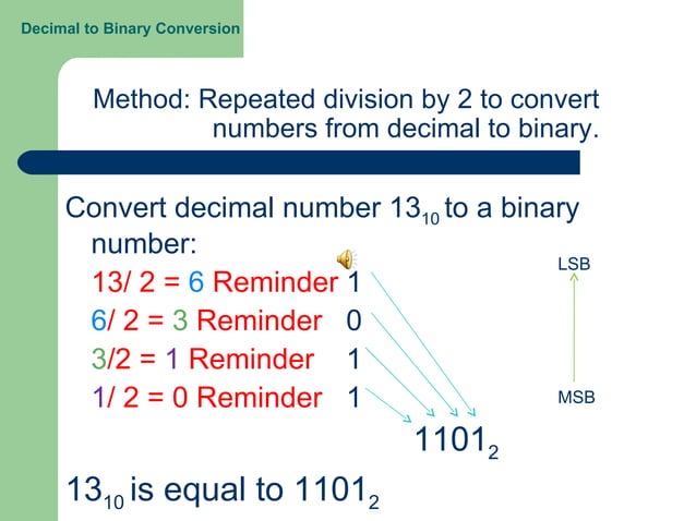 Decimal to binary number | PPT