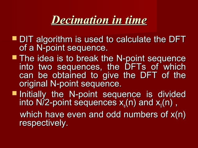 Decimation in time and frequency | PPT