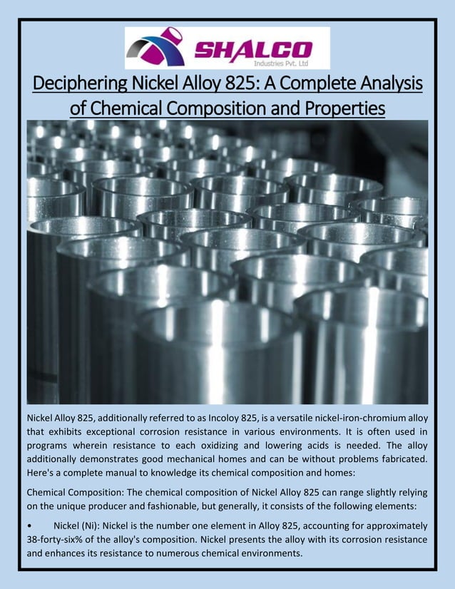 Deciphering Nickel Alloy 825 A Complete Analysis of Chemical ...