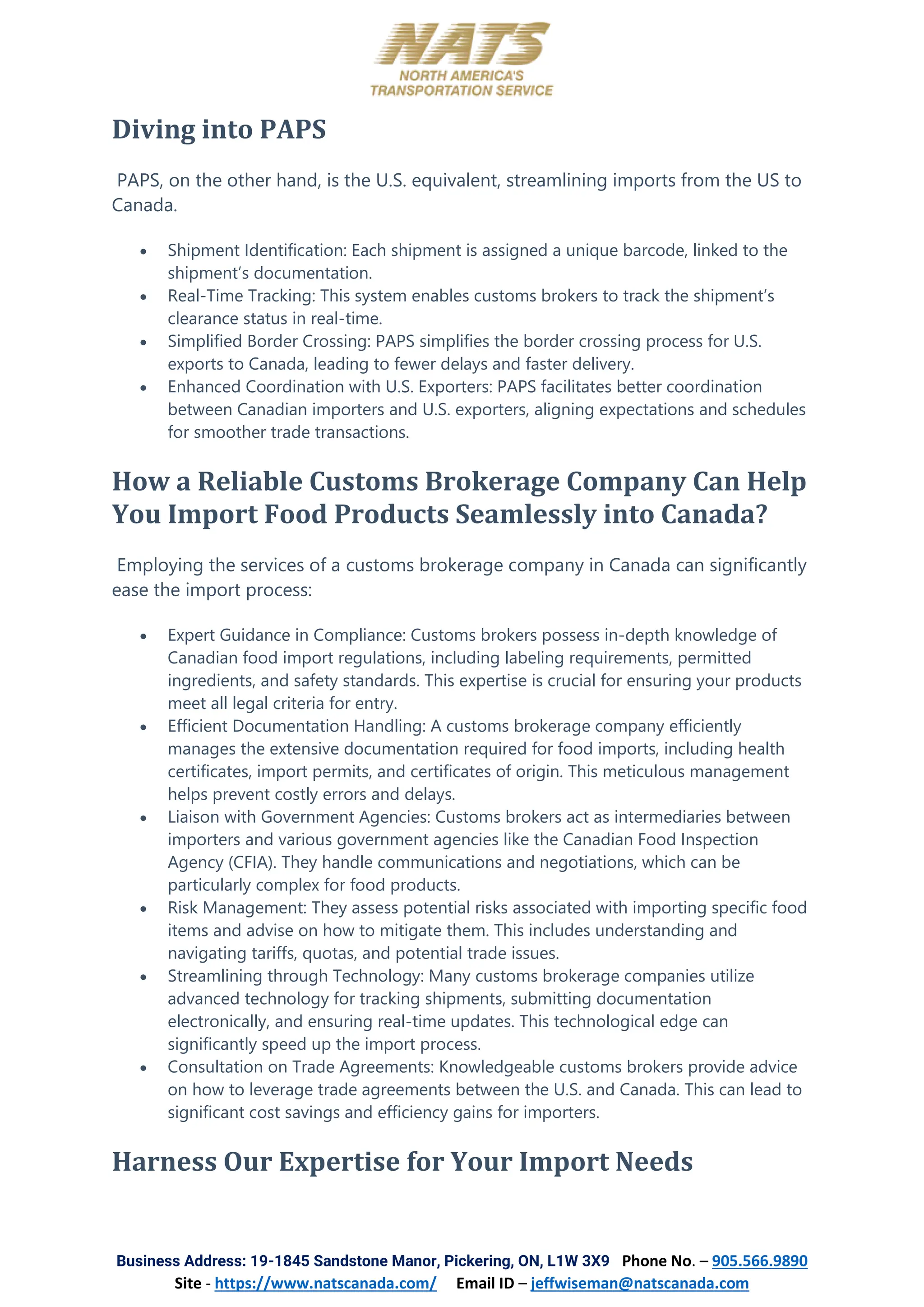 Deciphering PARS and PAPS: Streamlining Food Imports into Canada | PDF