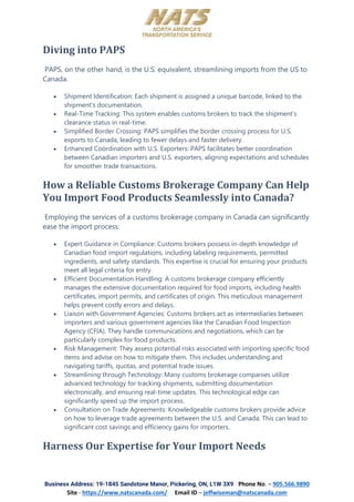 Deciphering PARS and PAPS: Streamlining Food Imports into Canada | PDF