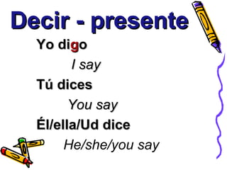 Decir present preterite | PPT