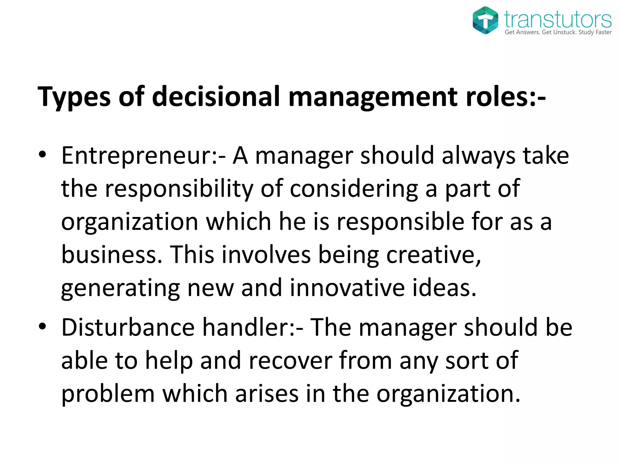 Decisional Role Of Management | Management | PPTX