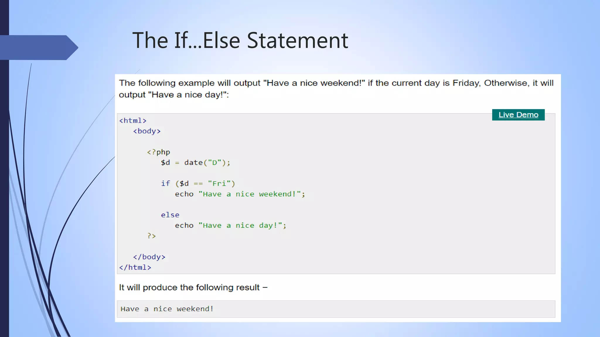 Decision and looping examples with php (WT) | PPTX