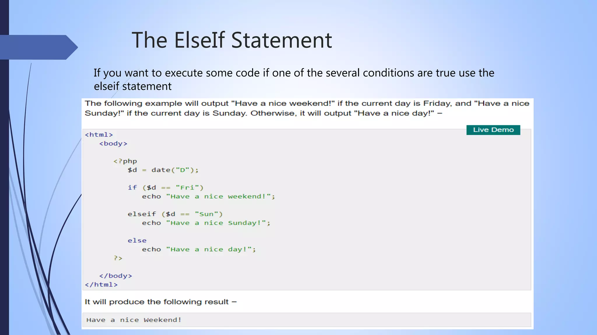 Decision and looping examples with php (WT) | PPTX