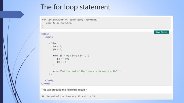 Decision and looping examples with php (WT) | PPTX