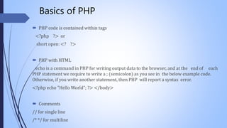 Decision and looping examples with php (WT) | PPTX