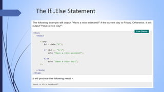 Decision and looping examples with php (WT) | PPTX