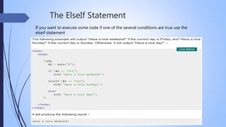 Decision and looping examples with php (WT) | PPTX