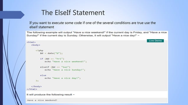 Decision and looping examples with php (WT) | PPTX