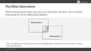 Decision Balance Sheet: Evaluating Pros and Cons for Better Decisions | PDF