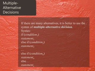 Decision control | PPTX | Programming Languages | Computing