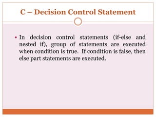 Decision control and iterative statements | PDF