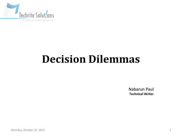 Decision dilemma | PPT