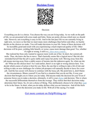 Decision Essay | PDF