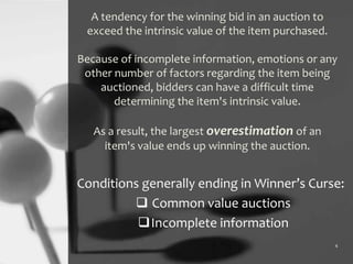 Winners' Curse in Auctions. | PPTX